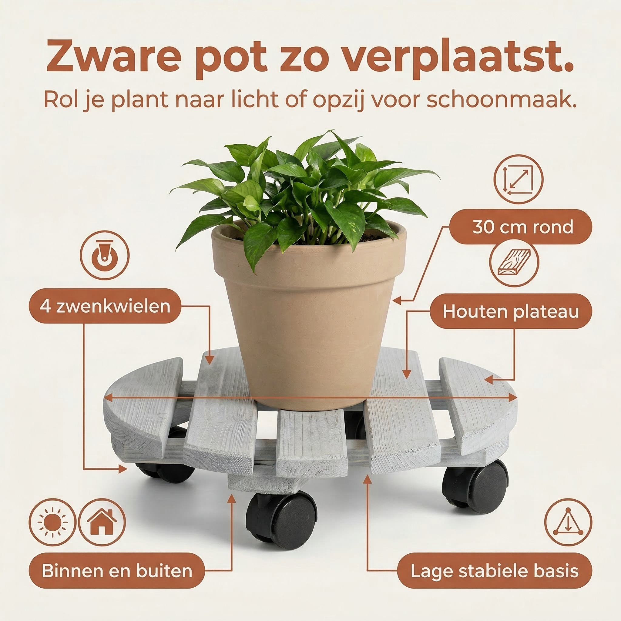 Cheqo® Planttrolley - Plantentrolley - Planten Trolley - Plantenkar